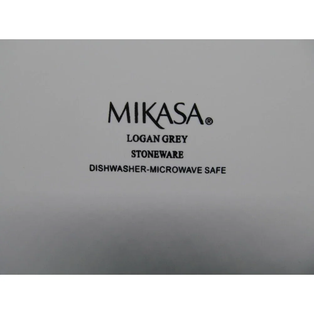 Mikasa | Dining | Mikasa Logan Grey Stoneware Set Of 2 Grey On White 34 ...